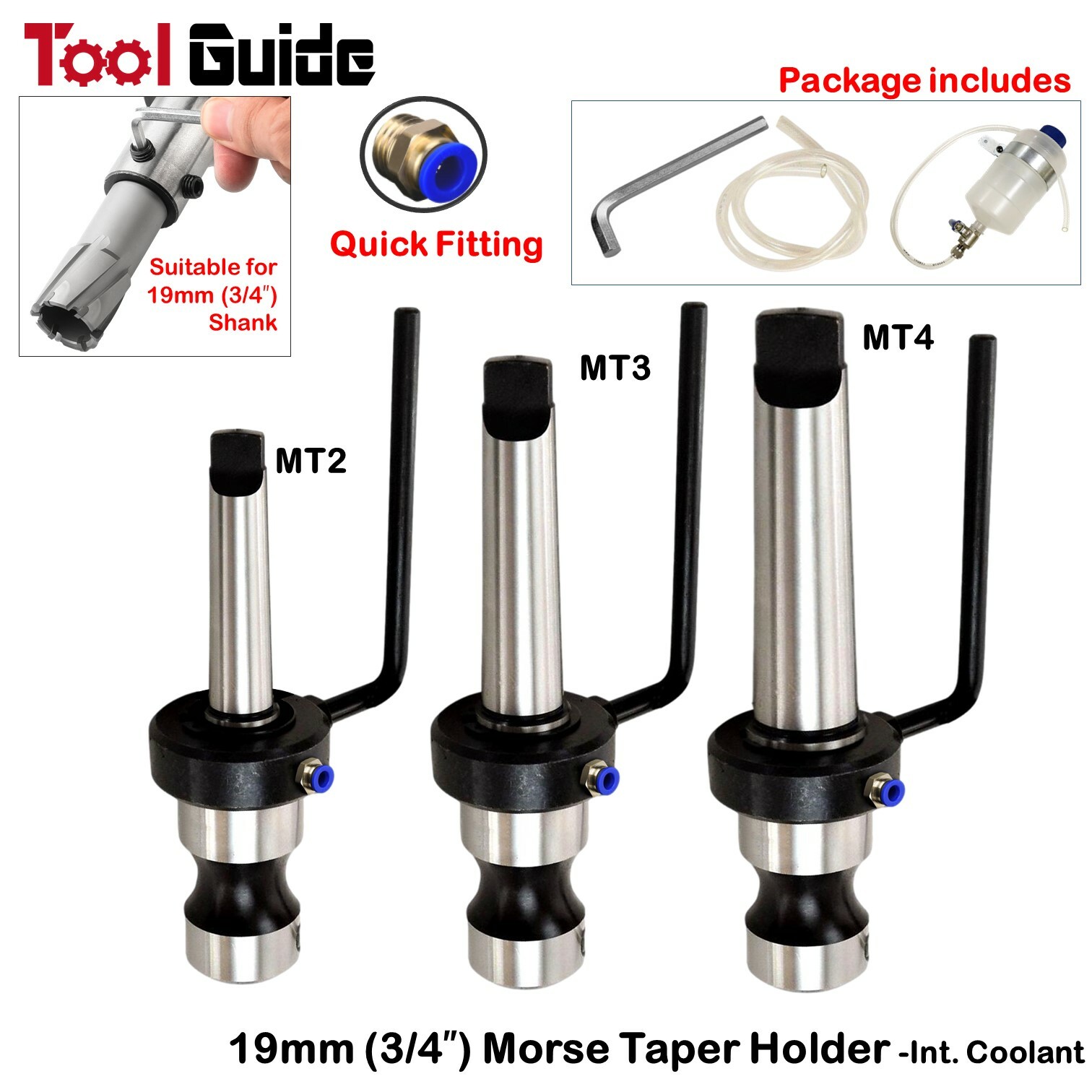 19mm 3/4" Annular Broach Cutter Holder Morse Taper MT-2-3-4 Coolant ...