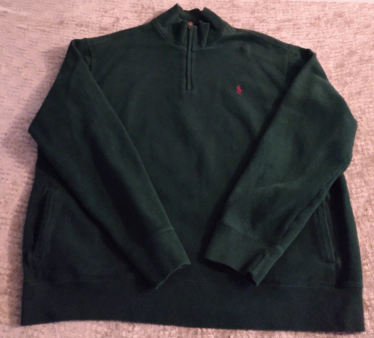 Polo Ralph Lauren Mens XXL Green 1/4 Zip Leather Pull Polo Ralph Lauren Mens XXL Green 1/4 Zip Leather Pull