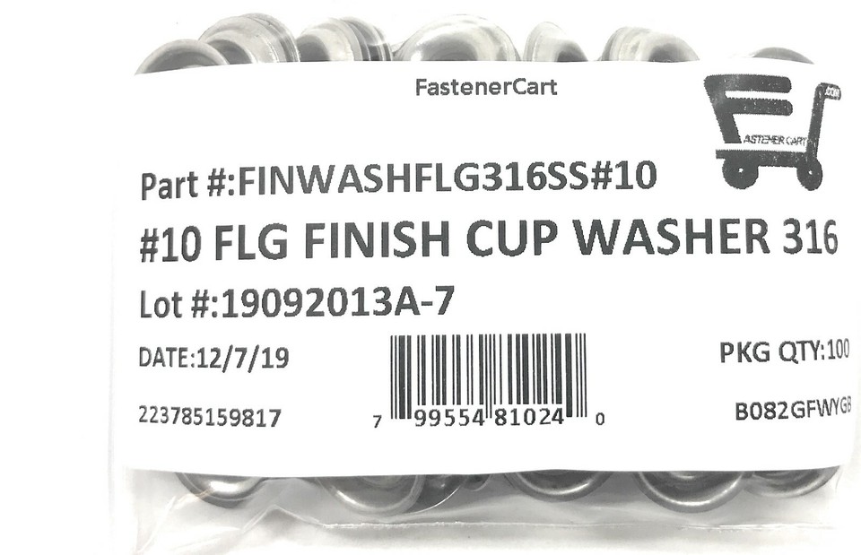 (100) #10 Stainless Steel Flanged Finishing Washers Cup Washers 316 | eBay