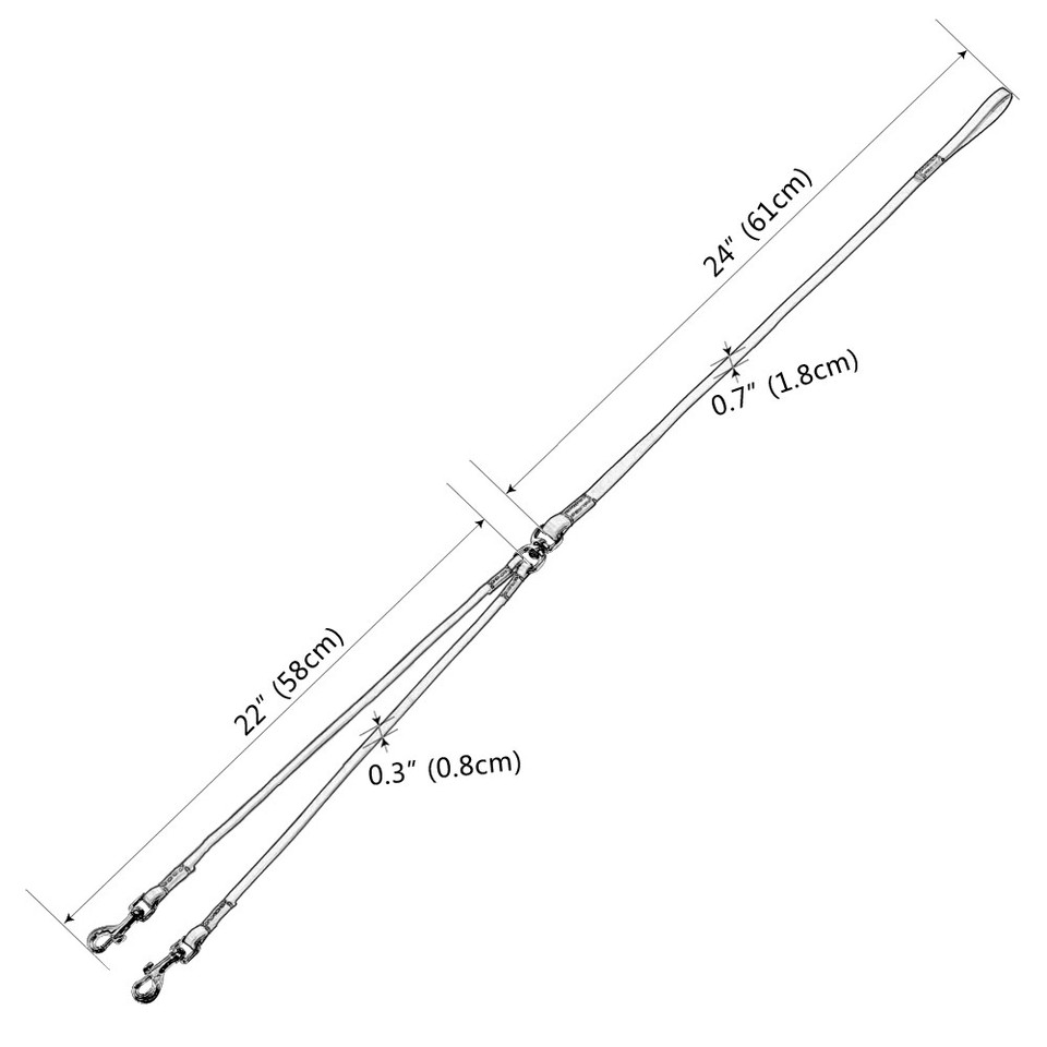 Leather 2 Way Dog Coupler Twin Leash Pet Double Leads for Two Twin Dogs ...