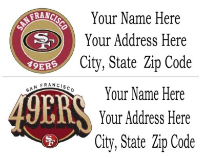 60 SAN FRANCISCO 49ERS RETURN ADDRESS LABELS.... MANY CHOICES....FREE ...