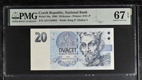 Czech Republic 20 Korun 1994 P 10 a Superb Gem UNC PMG 67 EPQ | eBay