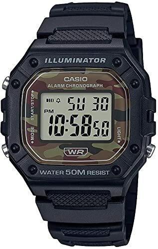 Casio Illuminator 3224 W-218h Green Mens Digital Alarm Chrono WR 50m ...