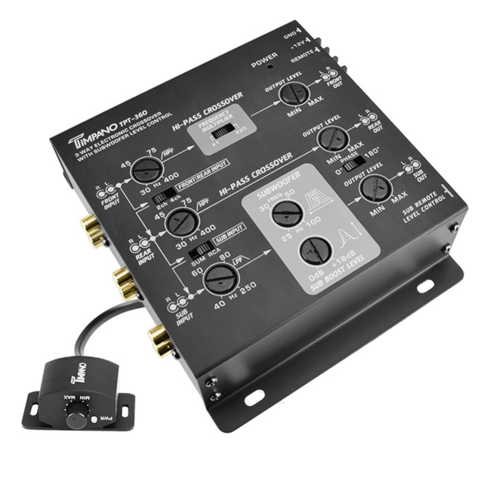 Timpano 3-Way Electronic Crossover 2/4/6 Channel Input 5-Volt RCA ...