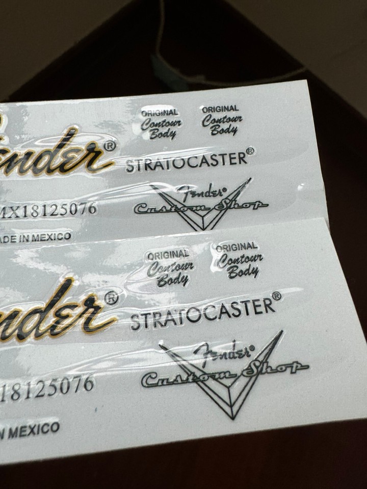 2Pcs FENDER STRATOCASTER Guitar Vinyl UV Transfer Neck Headstock Decals ...