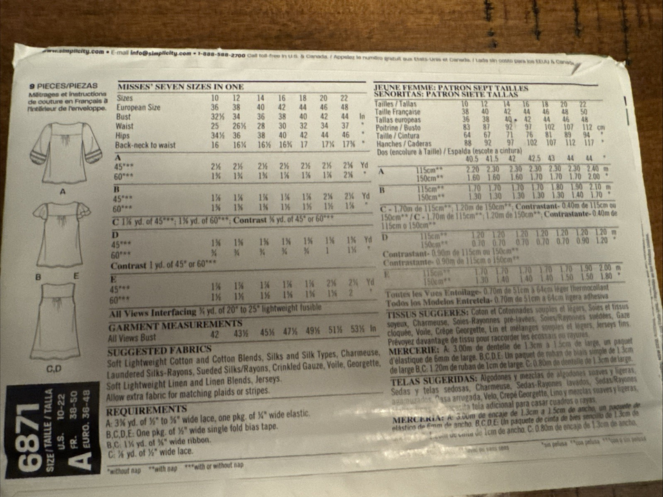 New Look 6871 Tops 5 Styles Sewing Pattern Misses Size 10 to 22 | eBay