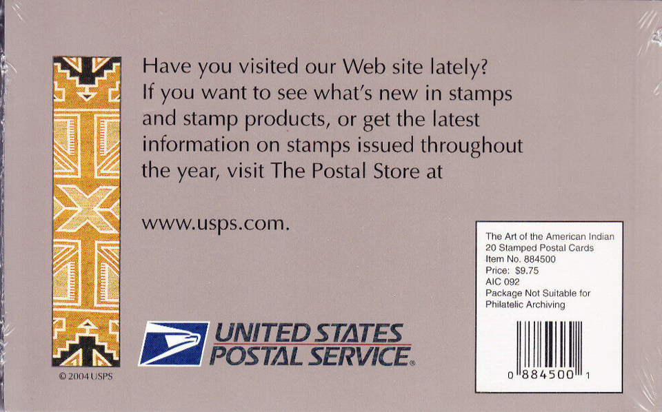 USPS UX420a (411-20) Am. Indian Art 20 Stamped Postal Cards Mint Sealed ...