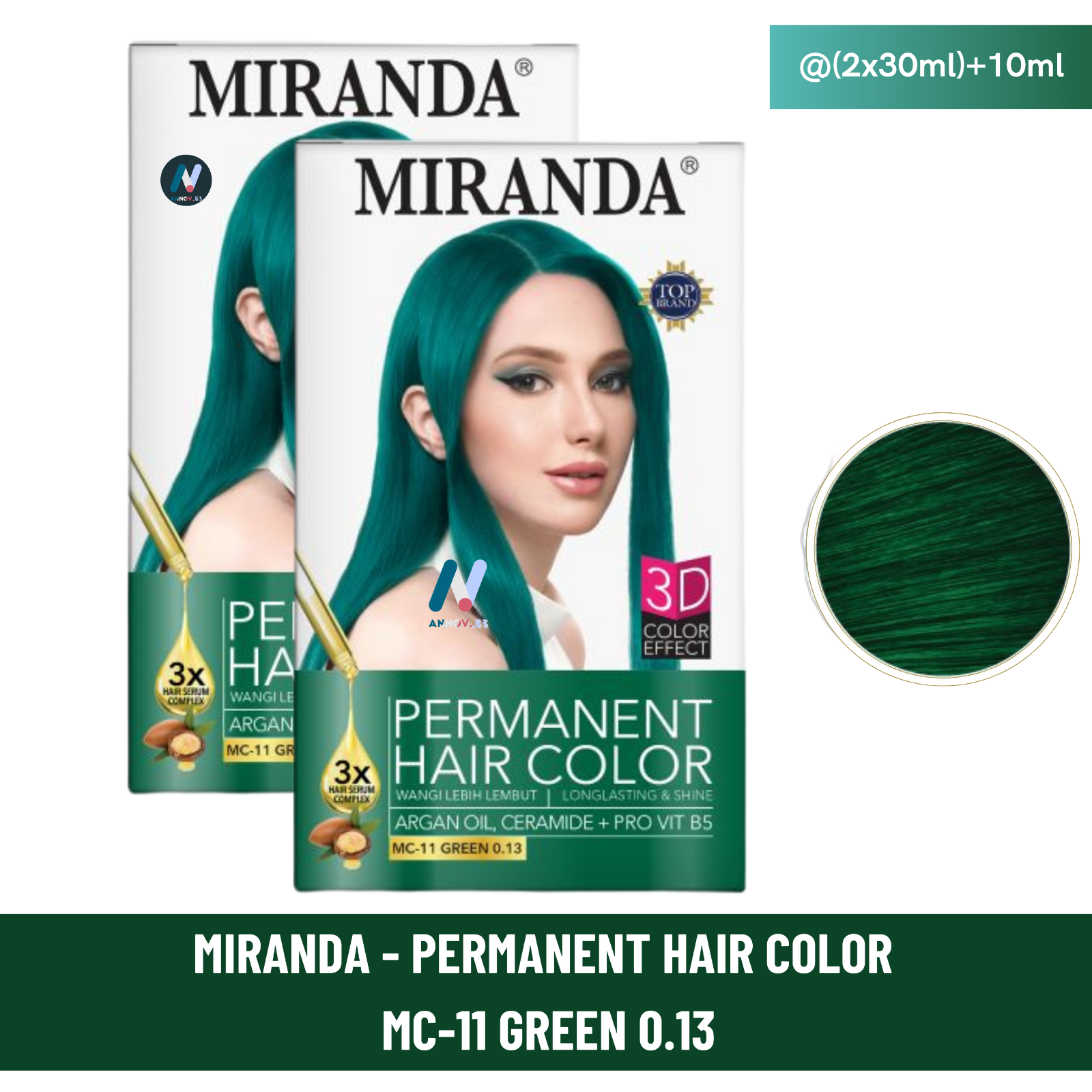 2X MIRANDA Premium 3D Permanent Hair Dye Shiny Moisture Color #MC-11 ...