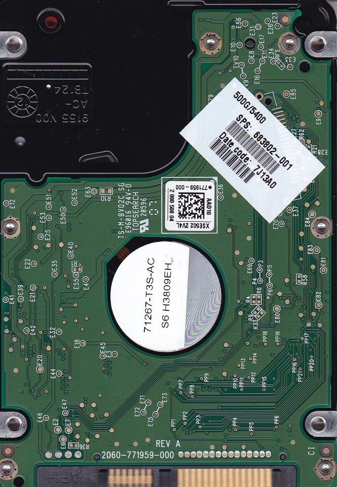 WD WD5000LPVX-60V0TT0 dcm: HH0TJHN s/n: WX71A Malaysia 2013 500GB SATA ...
