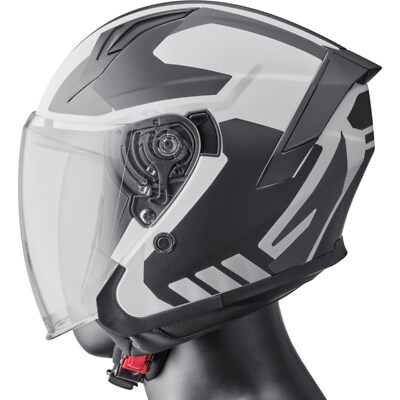 GMS Motorcycle Helmet M - Vectus - Jet Helmet With Long Visor Black-White Matte | eBay