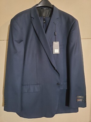 Men's Blue Pinstripe Vested Angelo Rossi Suit Regular Fit with Pants ...