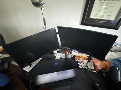 Dual Samsung CF390 Series 24 inch Curved LED Monitor With Stand | eBay