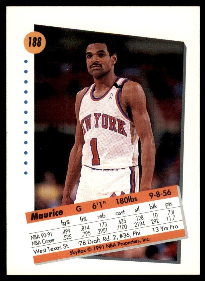 1991-92 SkyBox Maurice Cheeks New York Knicks #188 | eBay