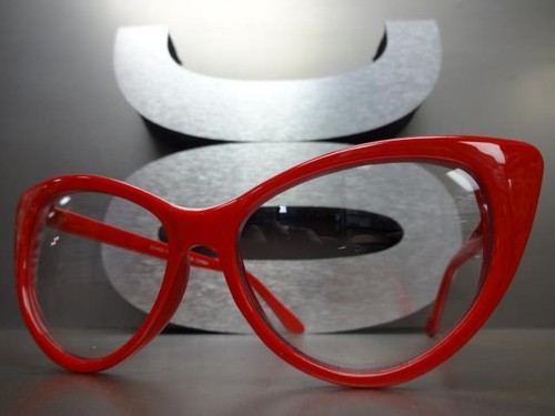 CLASSIC VINTAGE RETRO 60s CAT EYE Style Clear Lens EYE GLASSES Red ...