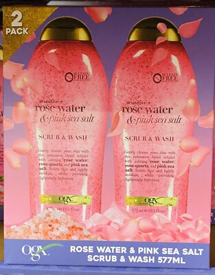 OGX SENSITIVE ROSE WATER AND PINK SEA SALT SCRUB & WASH | eBay Australia