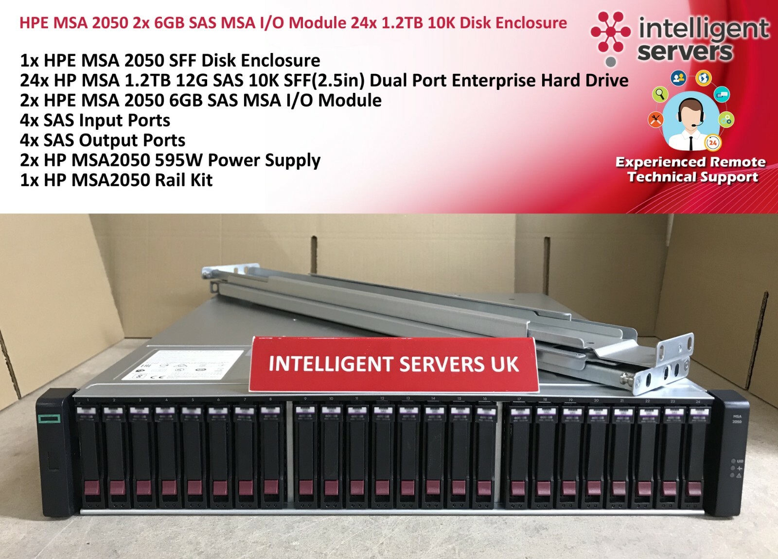 Q1J29A HPE MSA2050 28.8TB SAS (24x 1.2TB) SAS MSA Controllers SFF Array ...