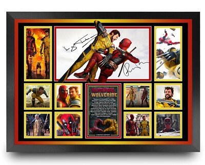 DEADPOOL & WOLVERINE 2024 MARVEL MOVIE SIGNED FRAMED MEMORABILIA PRINT ...