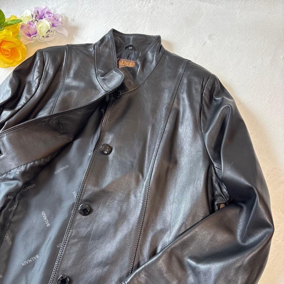 Balmain Leather Blouson Jacket XXL Lamb Leather No.17 Used | eBay UK