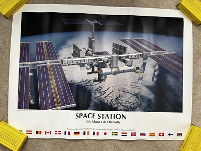 Vintage NASA Boeing 33" x 24" Space Station Poster Visualization by ...