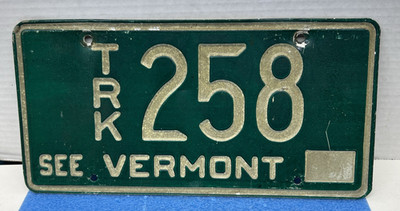 Vintage Vermont License Plate Tag Type Truck Stamped See Vermont ...