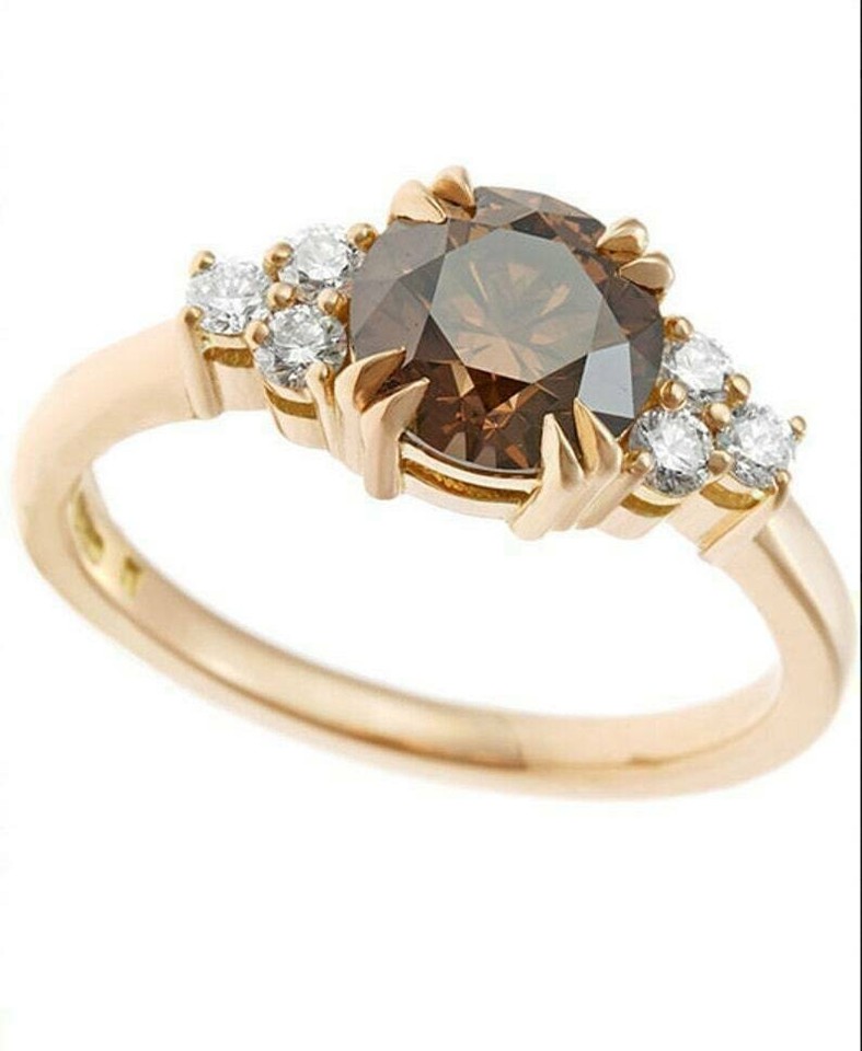 2 Ct Lab-Created Chocolate Diamond Solitaire Engagement Ring Yellow ...