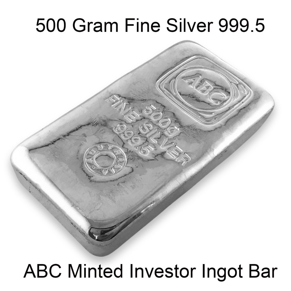 ABC Mint 500 Grams 999.5 Fine Silver Bullion Investor Ingot Bar ...