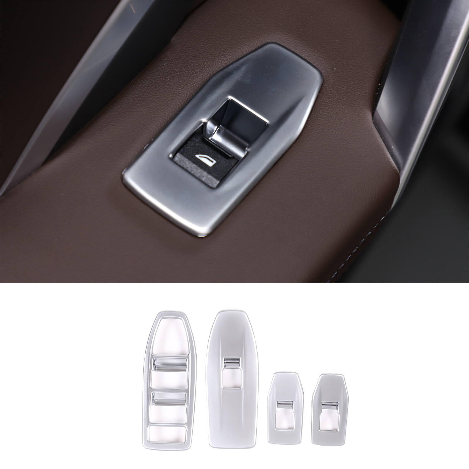 ABS Silver Car Door Power Window Lift Switch Cover Trim For BMW X1 U11 ...