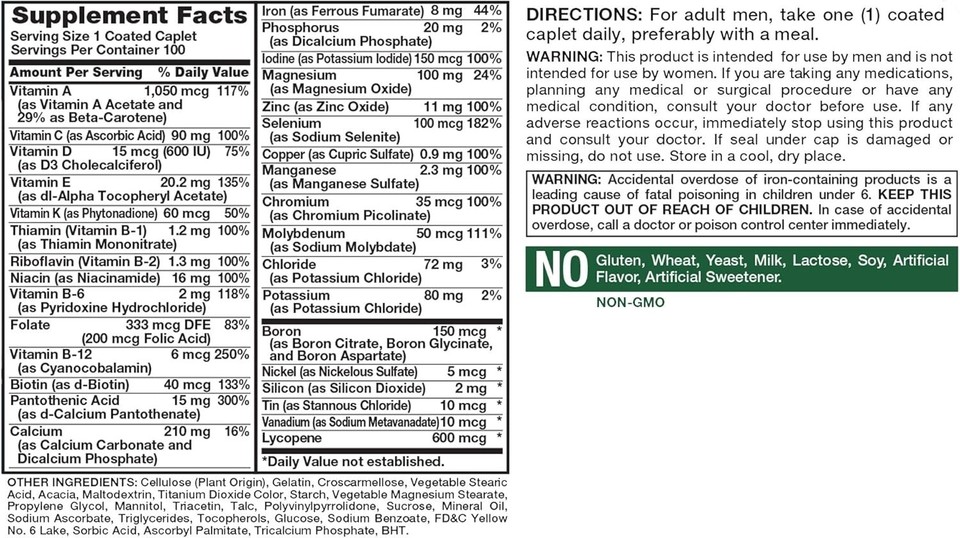 (2PK) Nature's Truth ABC Complete Men's, 100 Coated Caplets ...