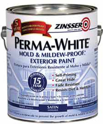 Exterior Paint and Primer Perma-White Satin White Water-Based Exterior ...