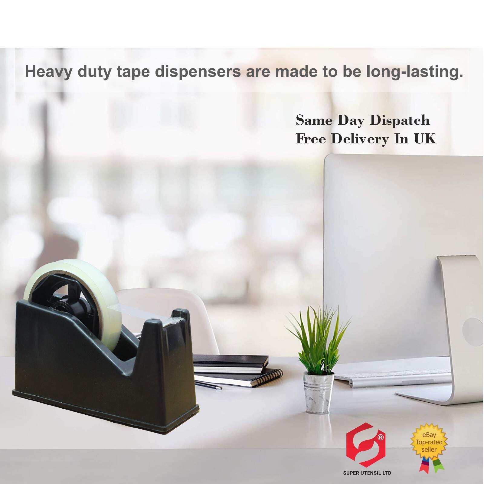 TAPE HOLDER DESKTOP DESK TABLE DISPENSER SELLOTAPE HEAVY DUTY OFFICE ...