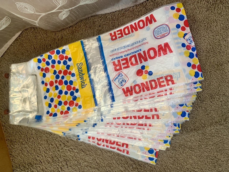 VERY RARE Estate Find Lot 227 Unused Wonder Bread Bags 1973 On Original Hanger | eBay