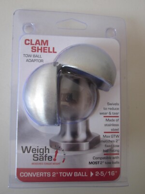 Weigh Safe WS07 Stainless Steel Clam Shell Tow Ball Adapter | eBay