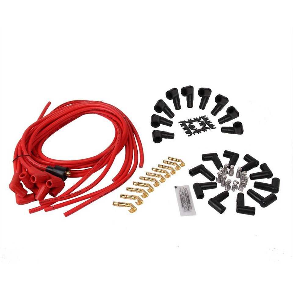 4041 8mm Universal Spark Plug Wire Set w/ Red Silicone Jacket & 90 ...