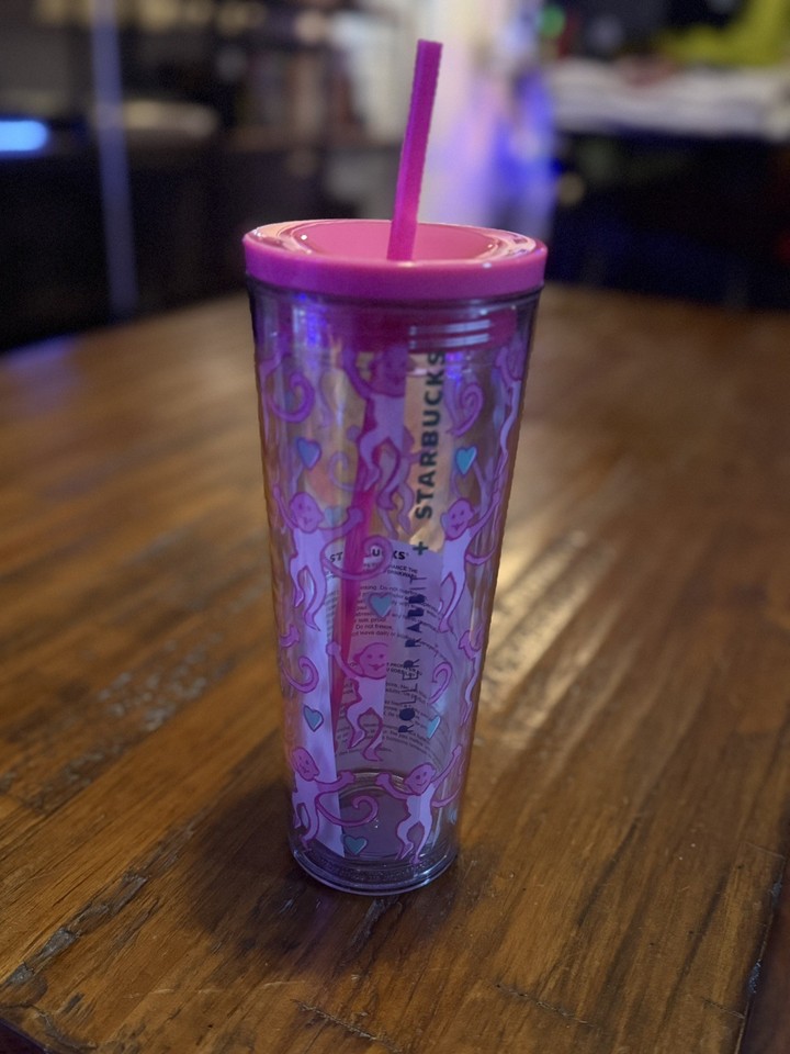 Starbucks Roller Rabbit Holiday 2025 Clear Tumbler Cup Pink Monkeys NEW ...