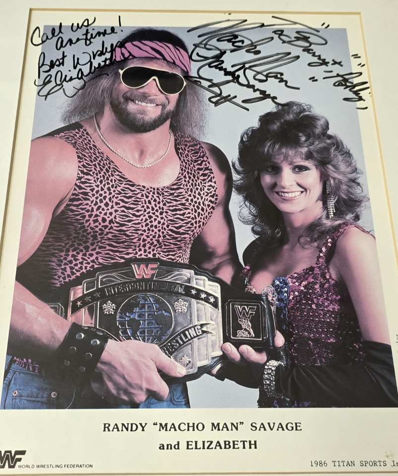 Macho Man Randy Savage & Miss Elizabeth SIGNED 1986 Original Promo JSA ...