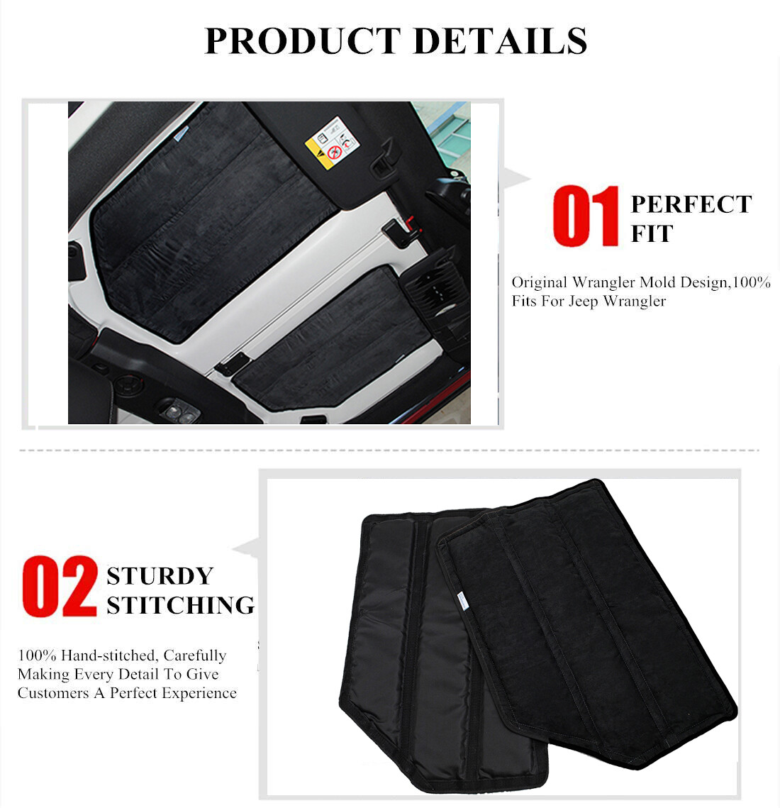 Hardtop Headliner Roof Insulation Kit for 2012-2017 Jeep Wrangler JK 4 ...