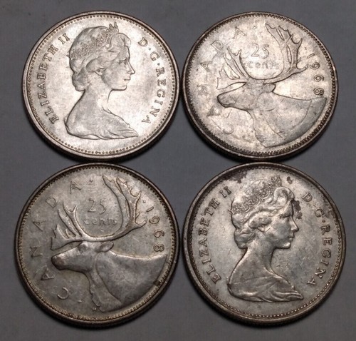 1x 1968 Canada Silver Quarter - Last 25c Coin Struck in Silver ...