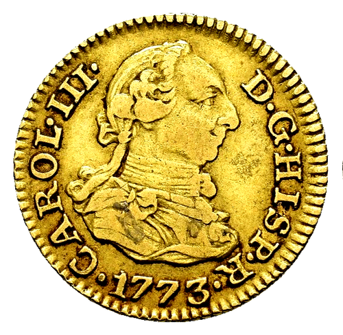 A coin of American Revolution Age GOLD Half Escudo / Doubloon Madrid PJ ...