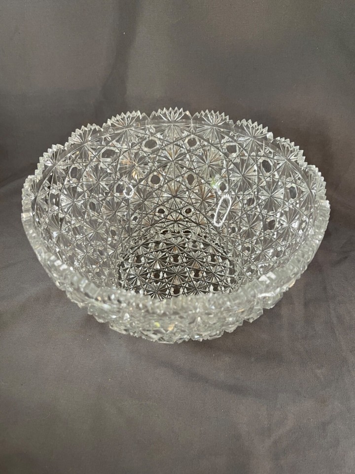 Large Vintage Brilliant style Round Cut Glass Bowl in The Russian ...