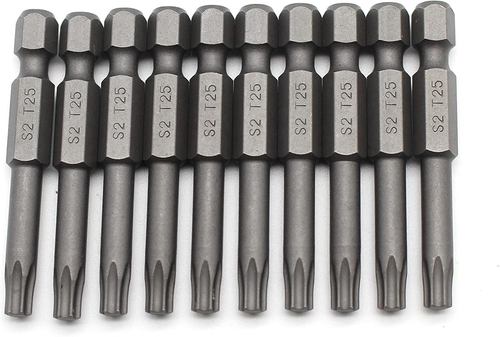 10 Pieces T25 Torx Star Head Screwdriver Bit Set, S2 Steel 6 Point T-25 ...