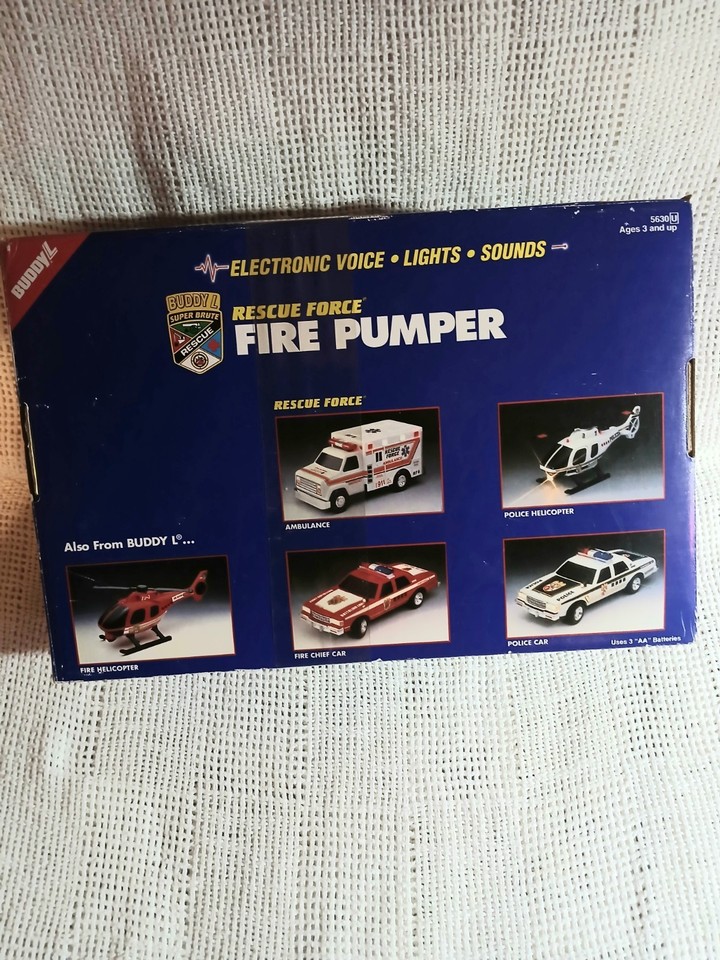 Buddy L Rescue Force Fire Pumper Toy Fire truck 1989-90 With Aerial ...