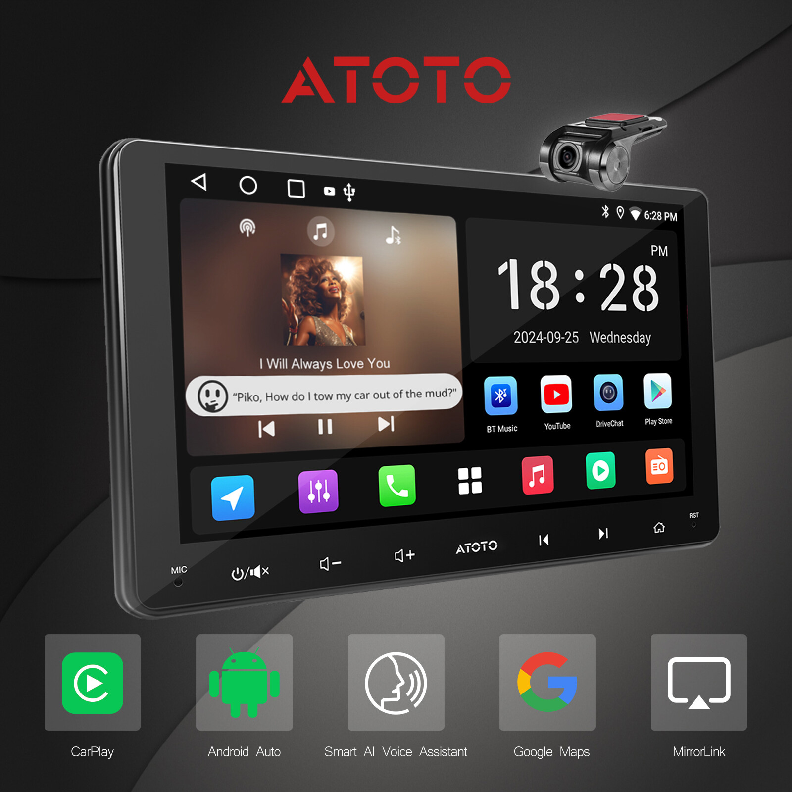 ATOTO 9" Car Stereo Apple Carplay Android Radio GPS Drivechat w/ Front Camera | eBay