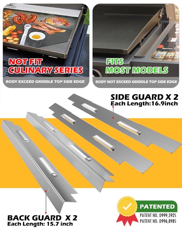 36 Inch Stainless Steel Magnetic Heat Shield Wind Guards for Blackstone ...