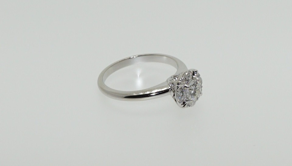 VINTAGE COSMIC 14K WHITE GOLD .60 CTTW DIAMOND CLUSTER ENGAGEMENT RING ...