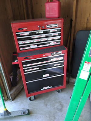 Vintage Craftsman 10-Drawer Tool Chest on BallBearing Rolling Cart with ...
