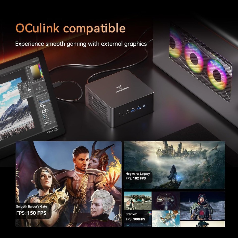 Minisforum Mini PC UM890 Pro AMD Ryzen 9 8945HS Processor Gaming PC ...