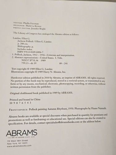 Jackson Pollock by Ellen G. Landau (Abrams Books, 2010) Hardcover, Dustjacket | eBay