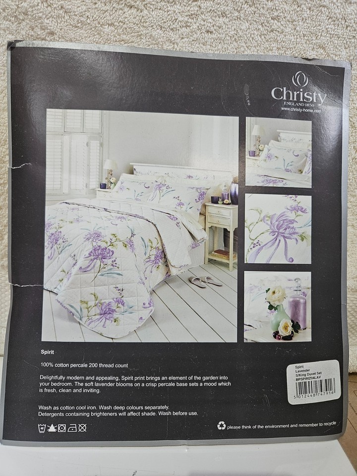 Christy Spirit (Lavender) 100% Cotton Super King Duvet Cover Set (2 ...
