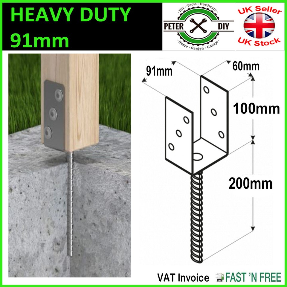Heavy Duty Galvanised ("U" Shape With Pin) POST FENCE Foot Anchors ...