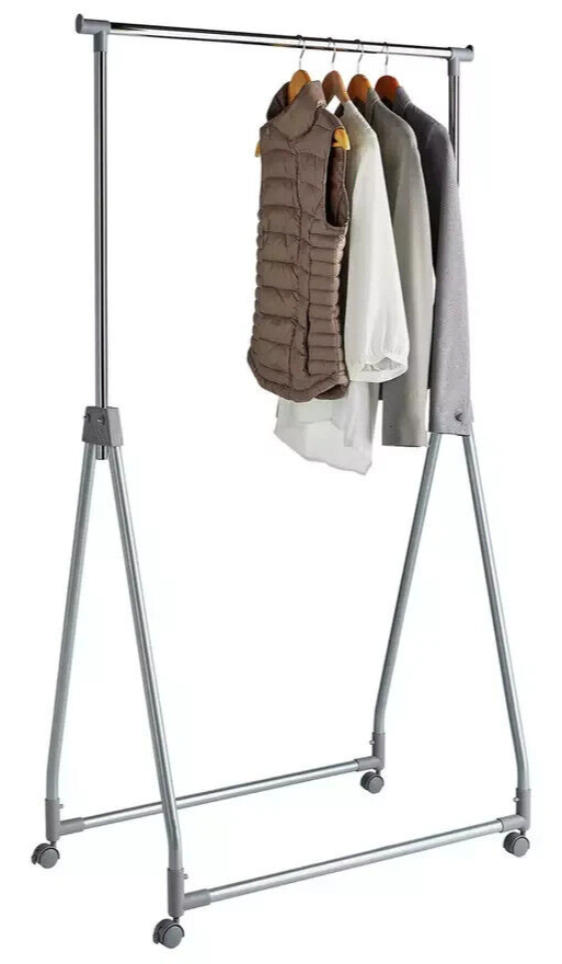 Home Foldable Clothes Rail Steel Chrome Garment Display Hanging Stand ...